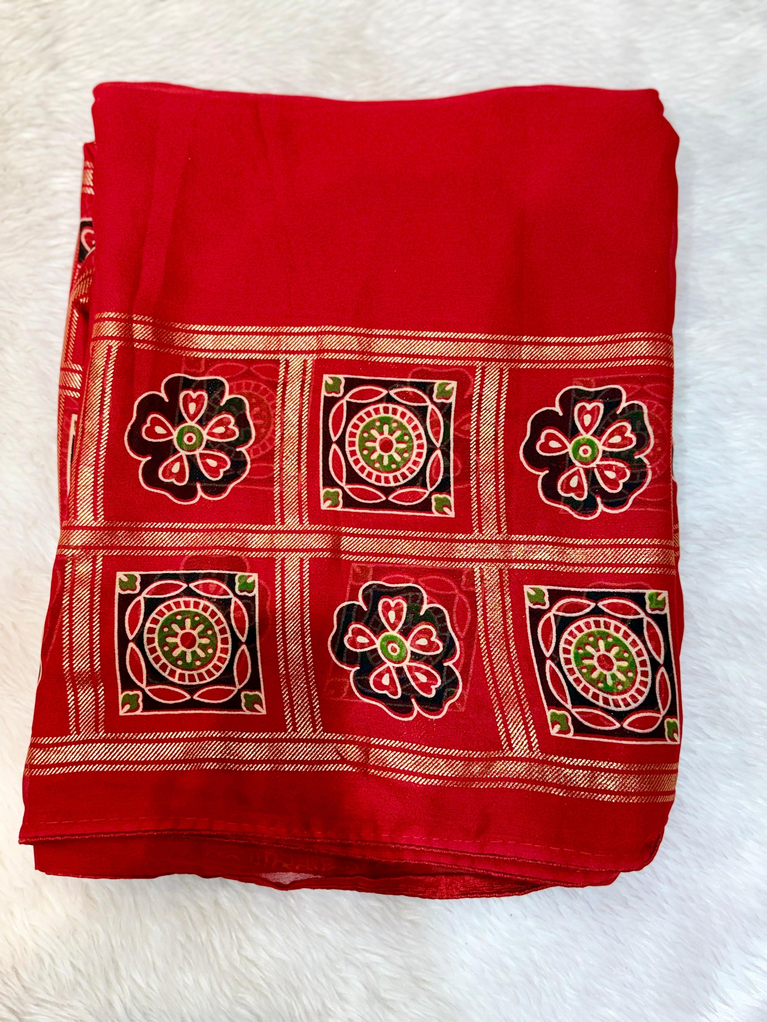 RED BANDHEJ RV444 – S.T. Waykar Fancy Saree